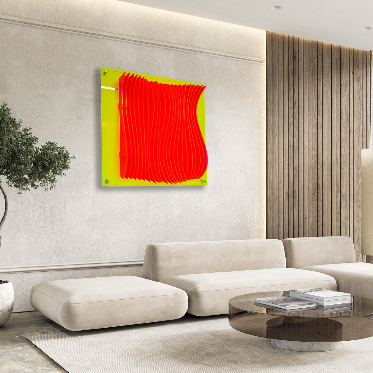 Parametric Wave Wall Art Fluorescent Transparent Acrylic – uniqstiq