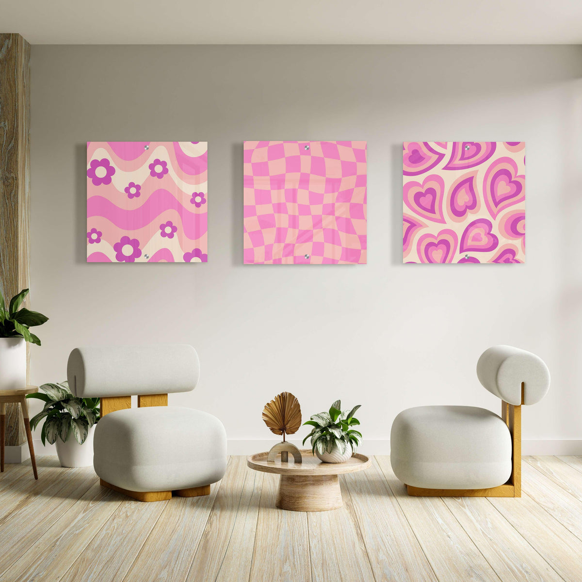 Pink Design Set of 3 Acrylic Art Prints Wall Art – uniqstiq