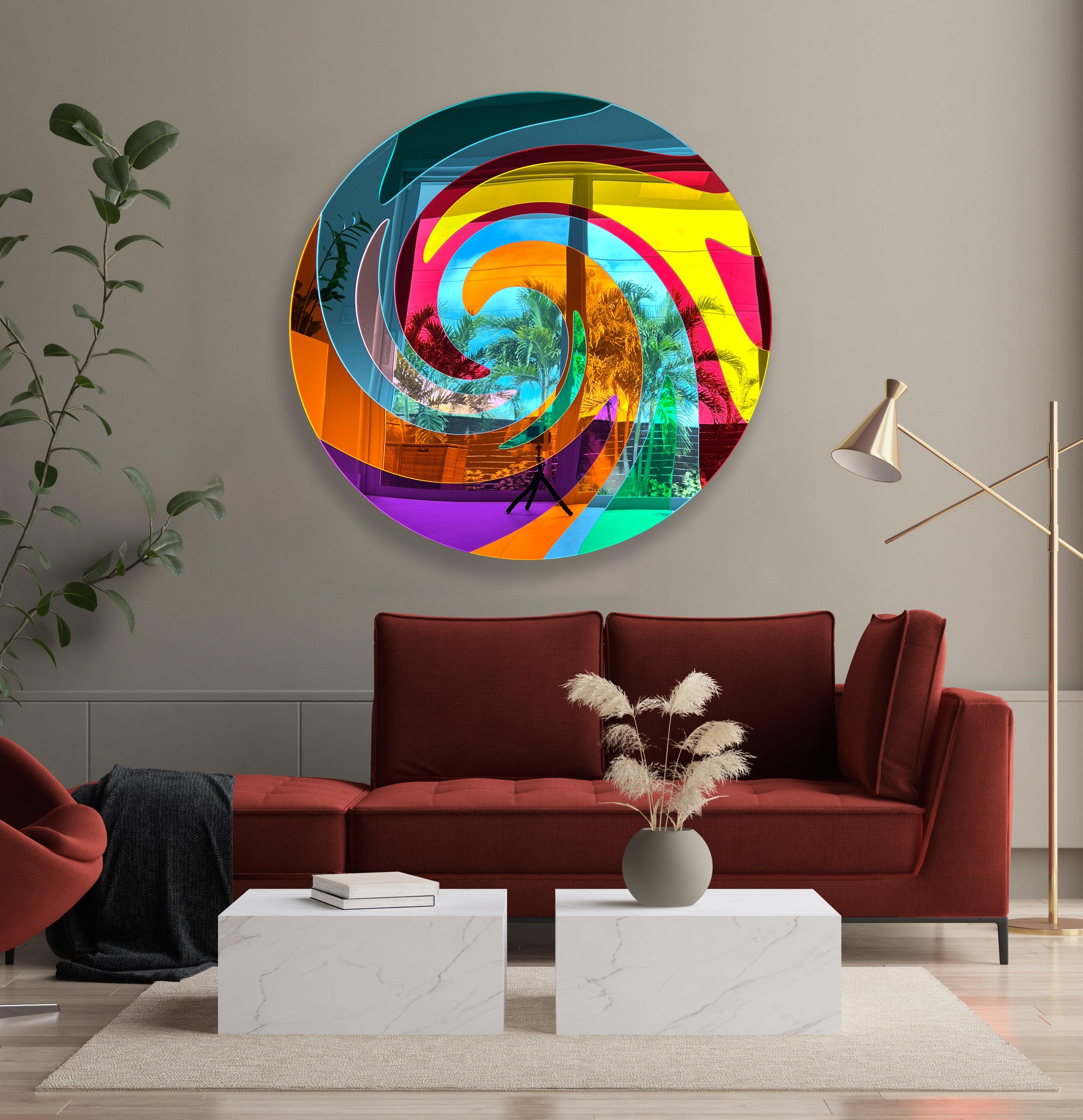 Spiral Oversized Contemporary Wall Art Mirrored Acrylic Art Swirl ...