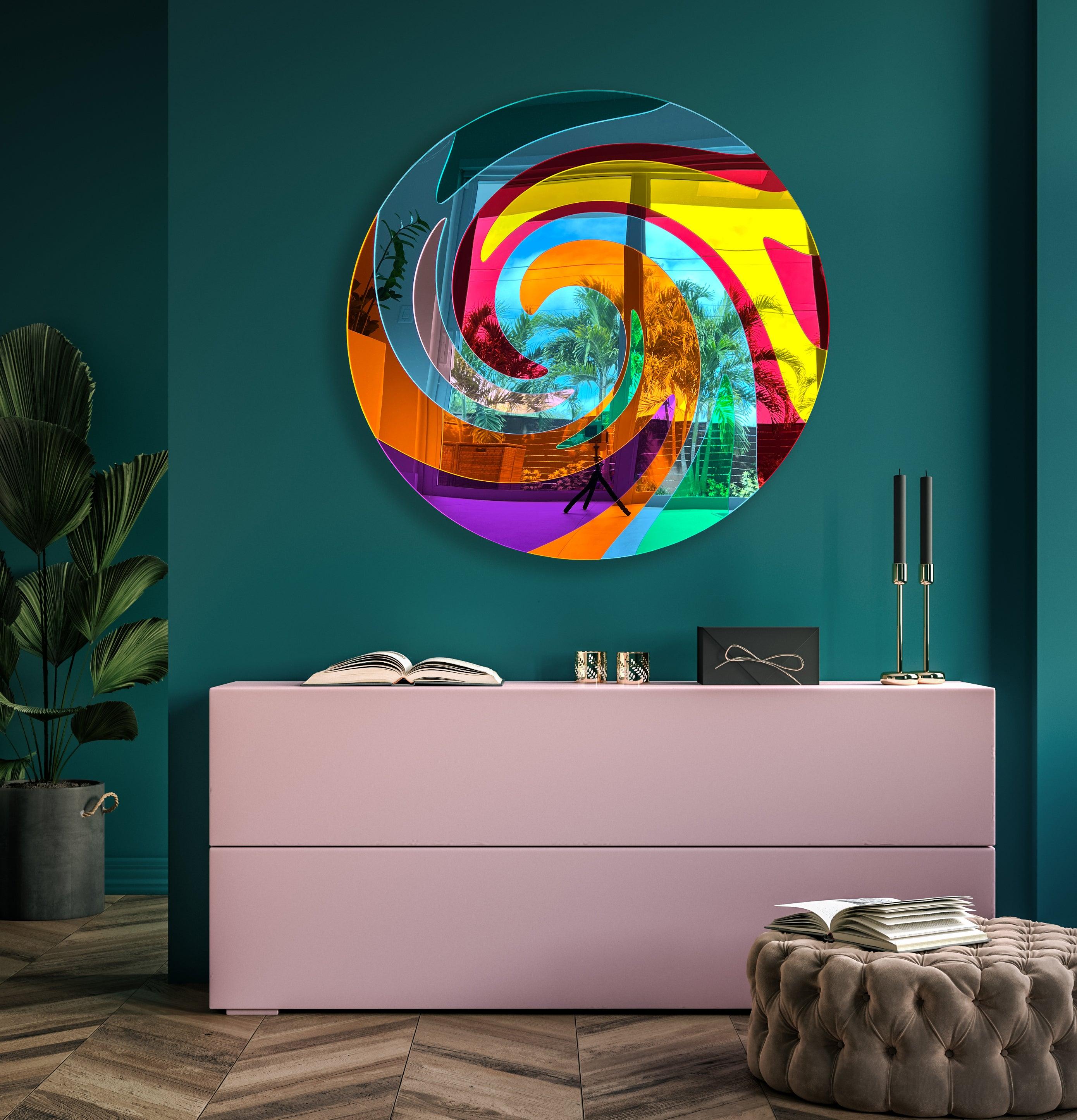 Spiral Oversized Contemporary Wall Art Mirrored Acrylic Art Swirl ...